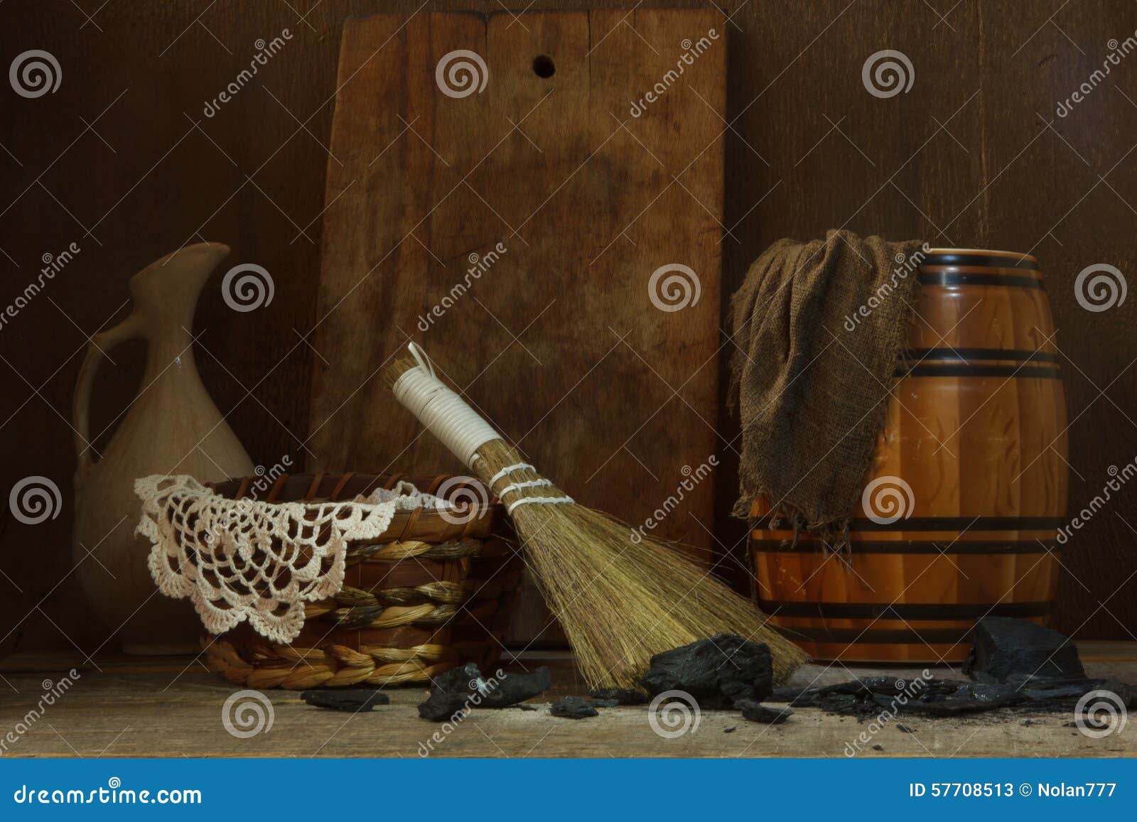 Still Life with Vintage Tools for Cleaning Stock Image - Image of ...