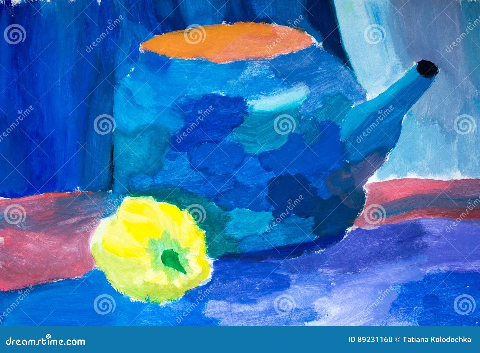 Still Life, Watercolor Drawing Stock Illustration - Illustration of ...