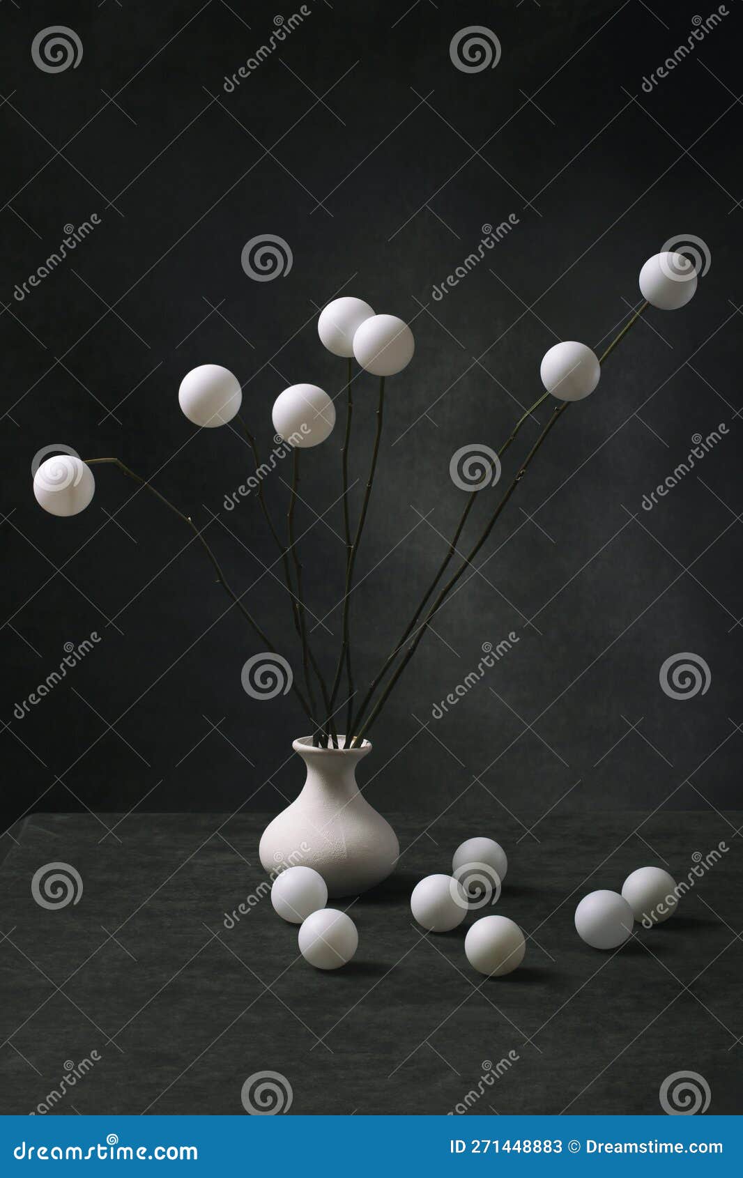 Still Life with White Balls in a White Vase Stock Image - Image of ...