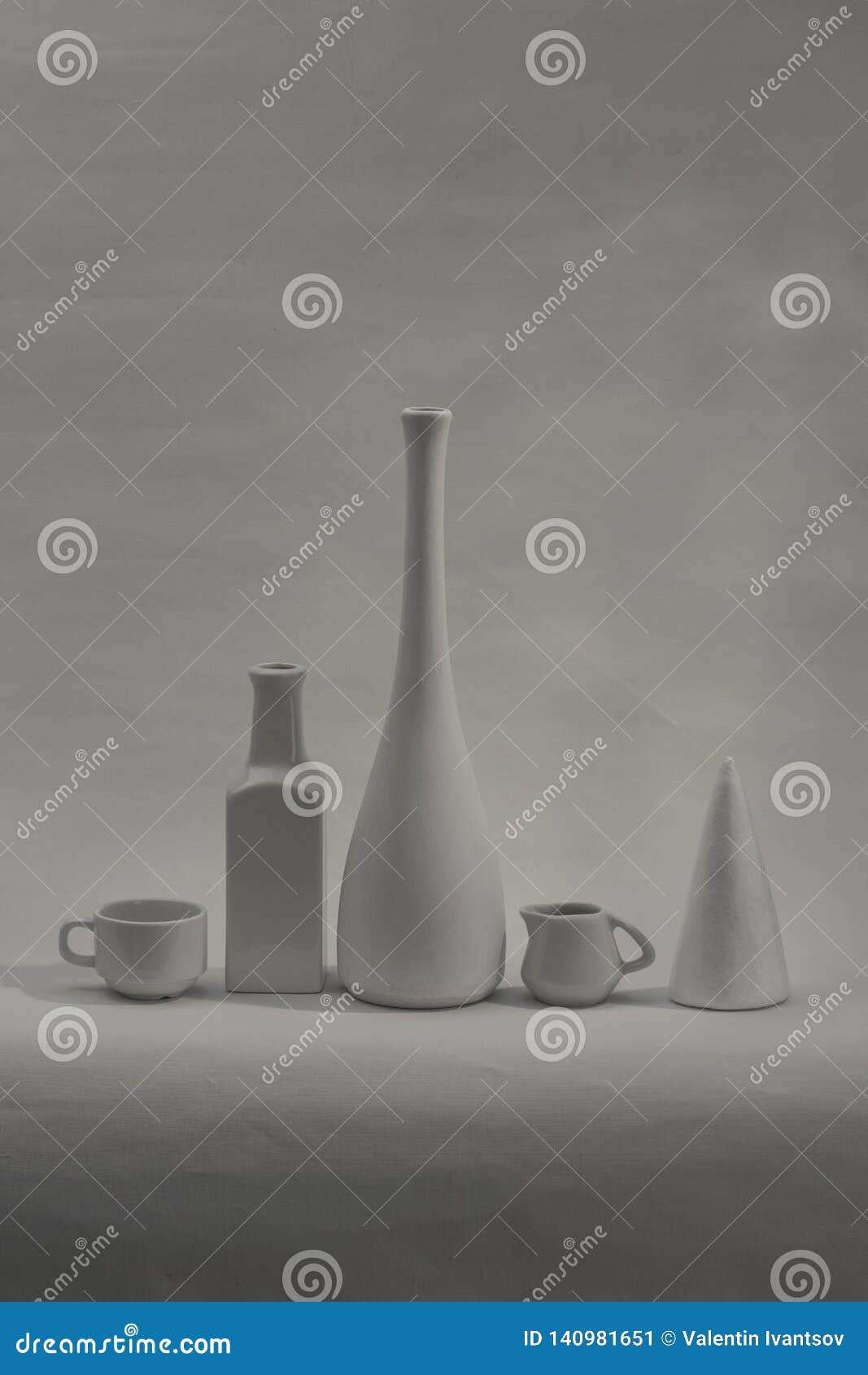 Still Life with White Objects Stock Image - Image of shape, bottle ...