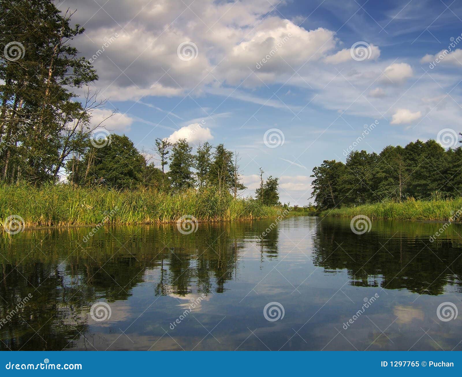 Still river stock image. Image of green, trees, blue, lake - 1297765