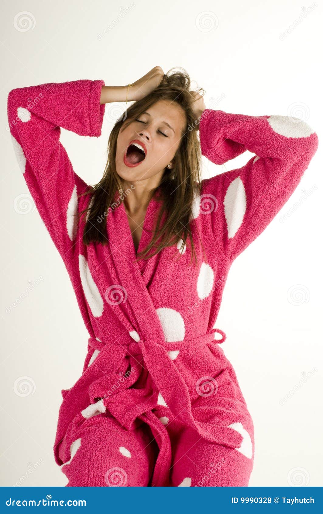 Still tired stock photo. Image of young, bathrobe, pretty - 9990328