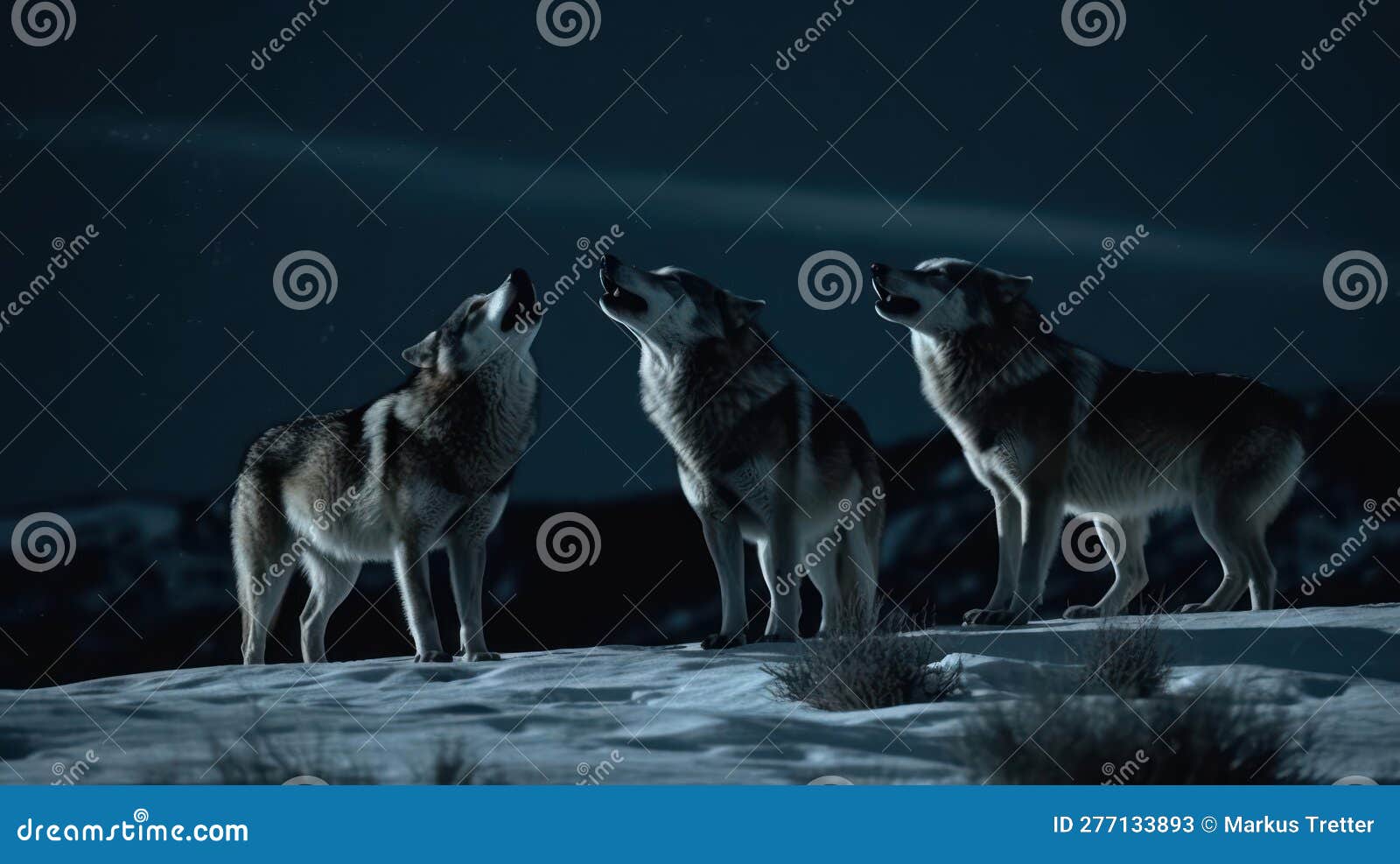 Ferocious Wolves Howling at the Moon Created with Generative AI Stock ...