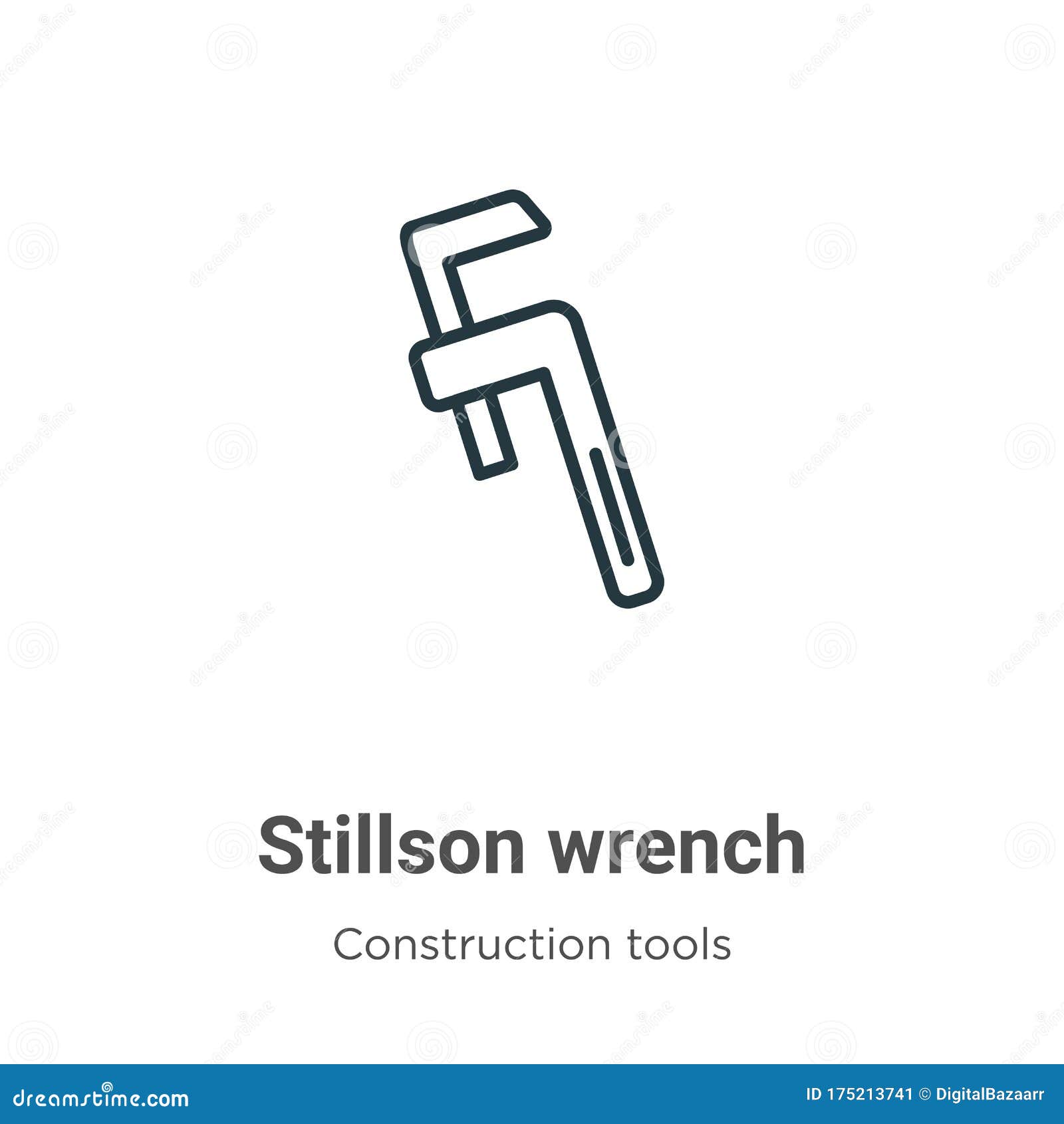 Stillson Wrench Outline Vector Icon. Thin Line Black Stillson Wrench ...