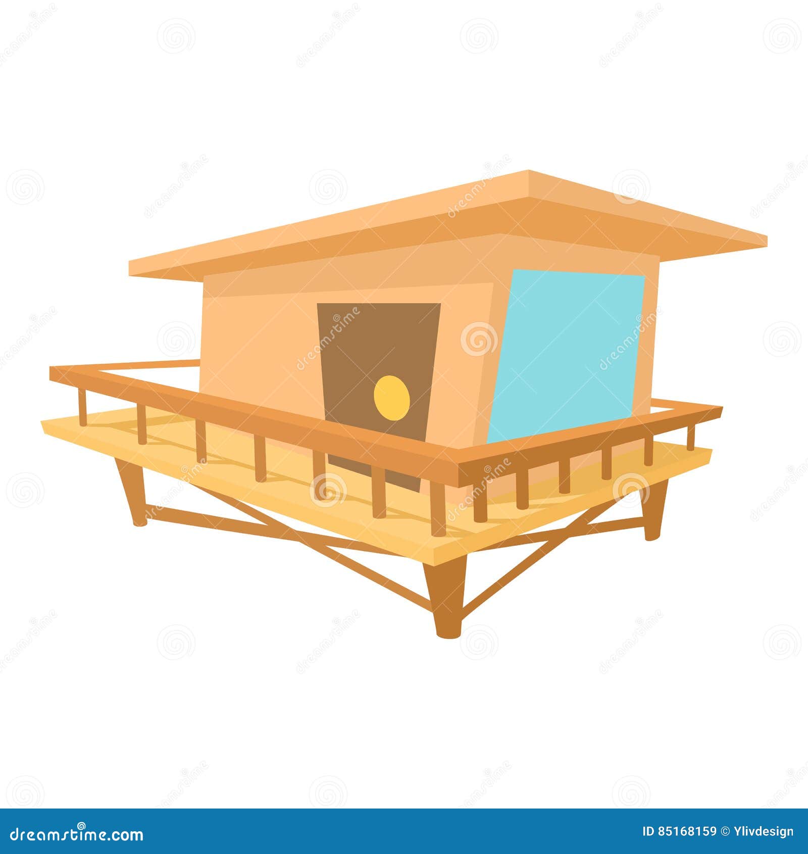 Stilt House At Forest Swamp With Wooden Boat. Cartoon Vector ...