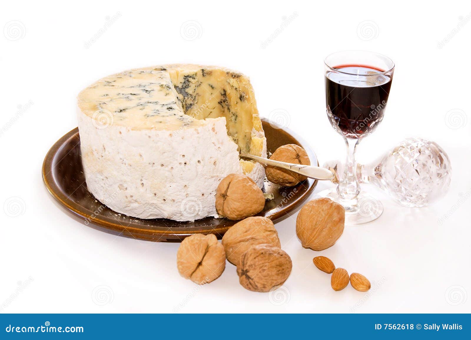 Stilton Port and Walnuts stock photo. Image of healthful - 7562618