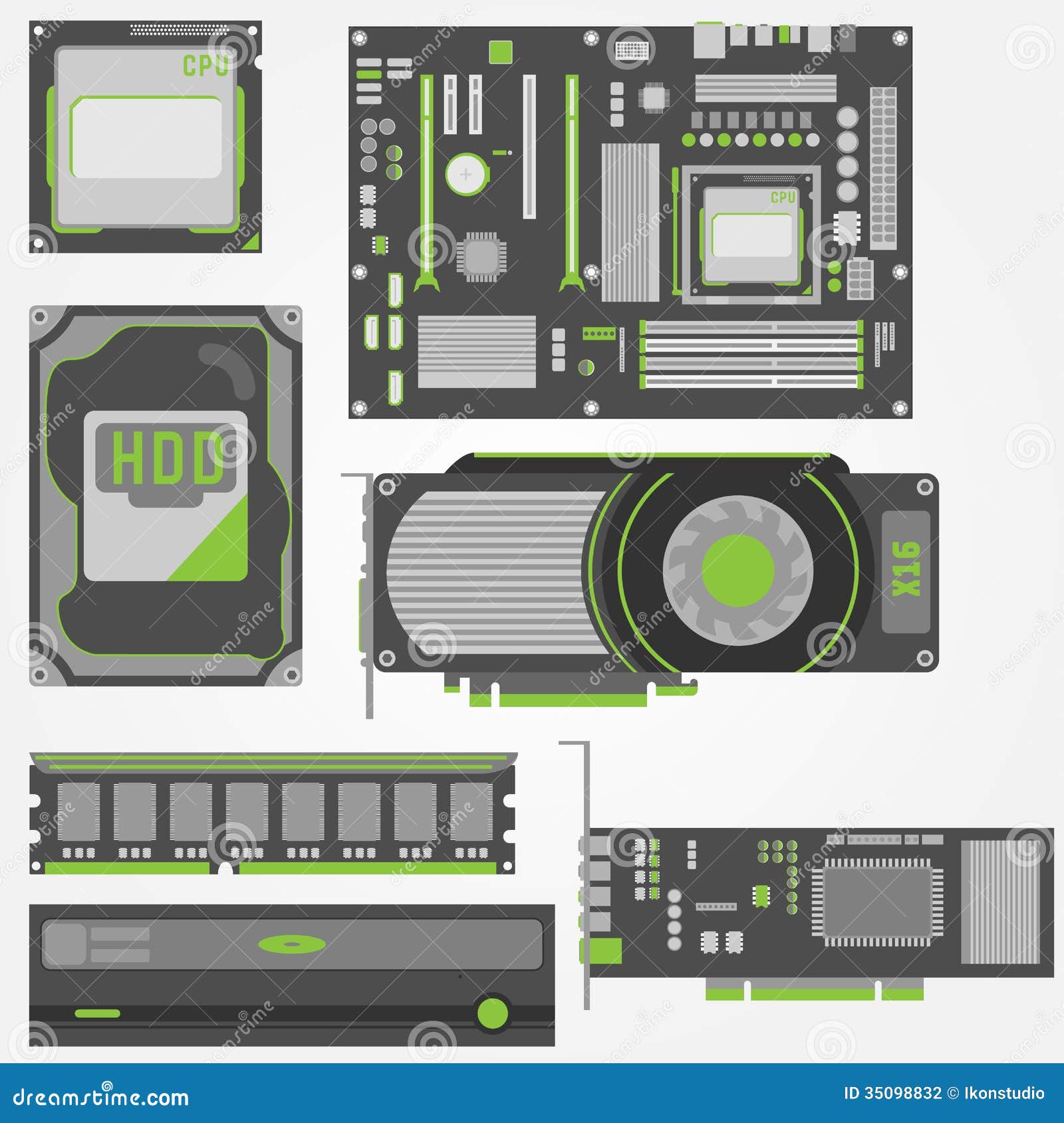 Stilvolle, Einfache Computer-Teile Vektor Abbildung - Illustration von ...