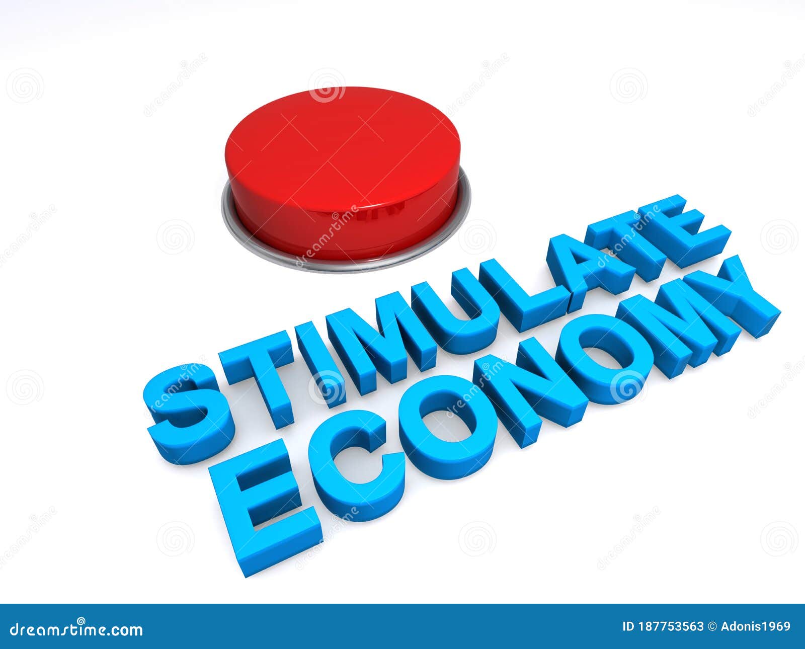 Stimulate Economy Button on White Stock Illustration - Illustration of ...