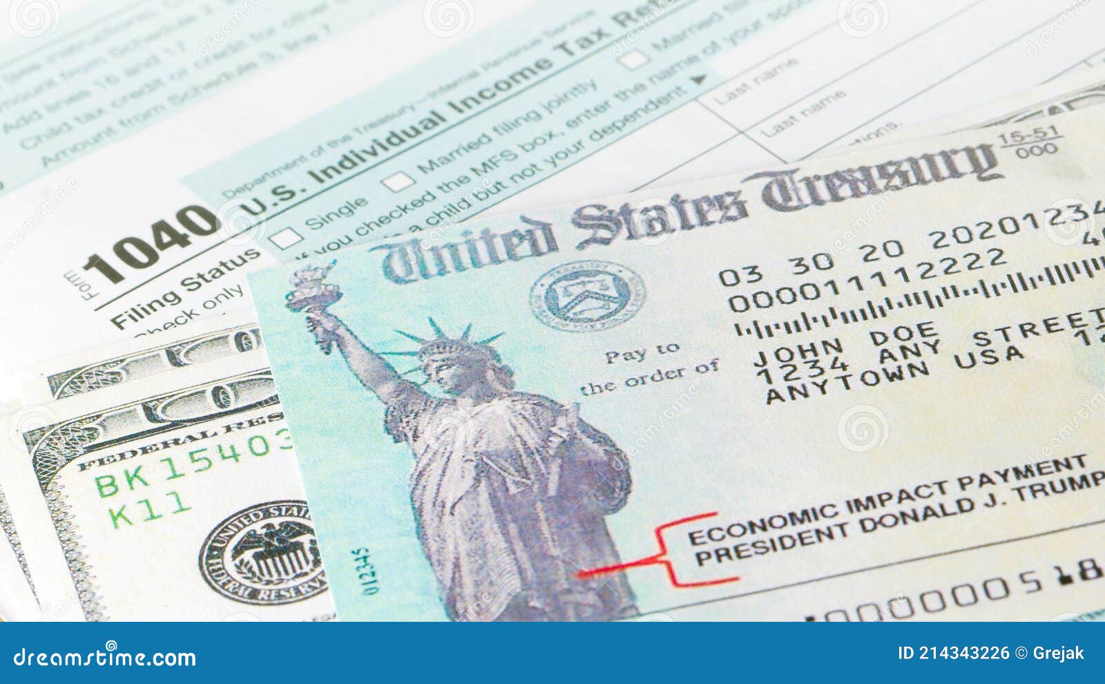 Stimulus Check and 1040 Form Editorial Photo - Image of banking ...