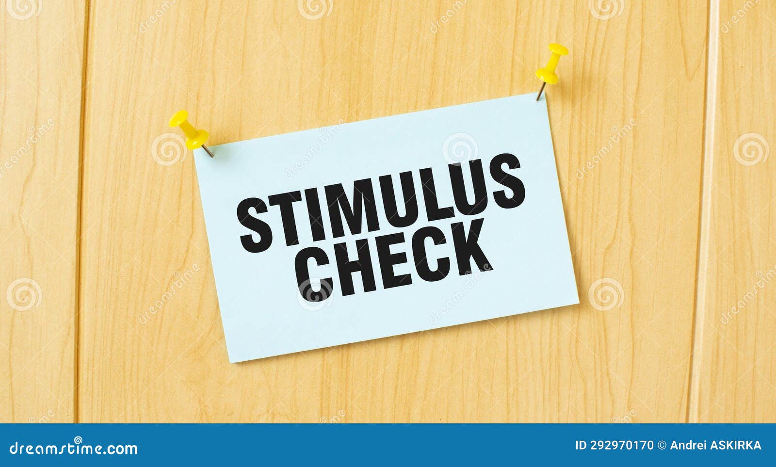 STIMULUS CHECK Sign Written on Sticky Note Pinned on Wooden Wall Stock ...