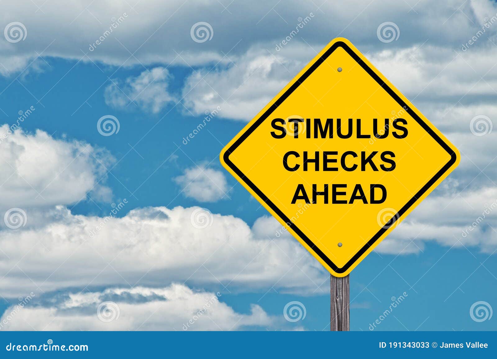 Stimulus Checks Ahead Warning Sign Stock Image - Image of caution ...