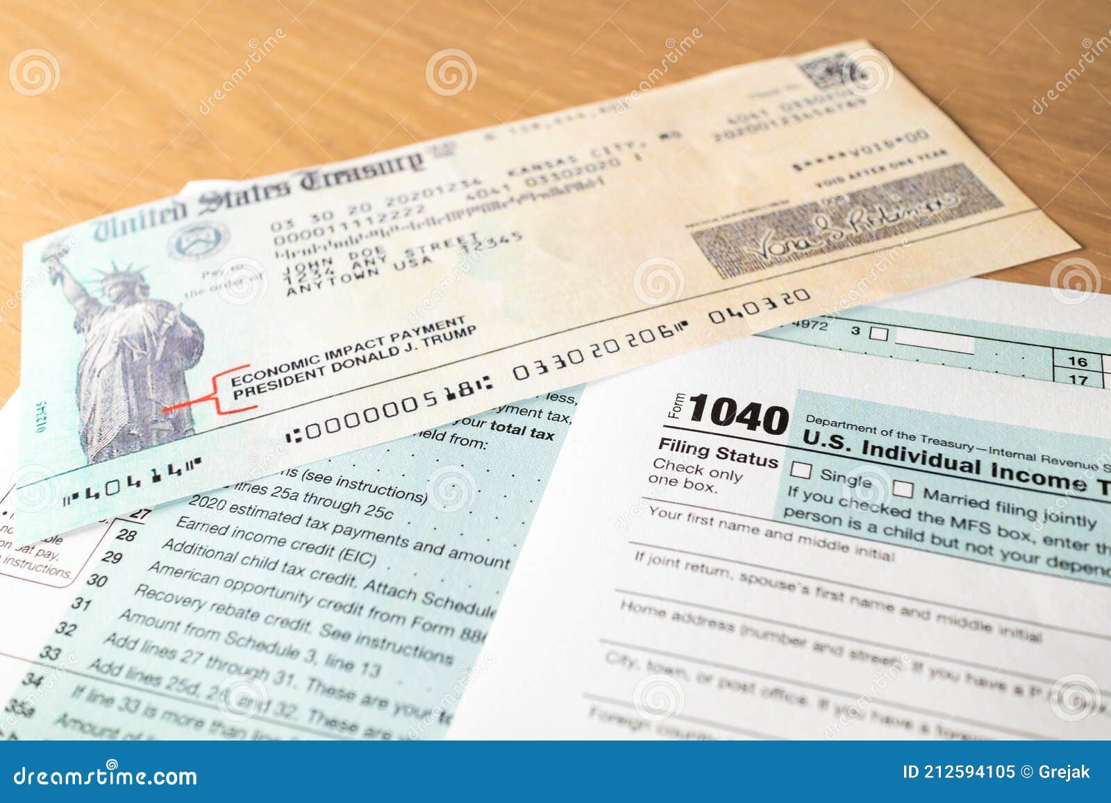 Stimulus Check and 1040 Form Editorial Image - Image of currency ...