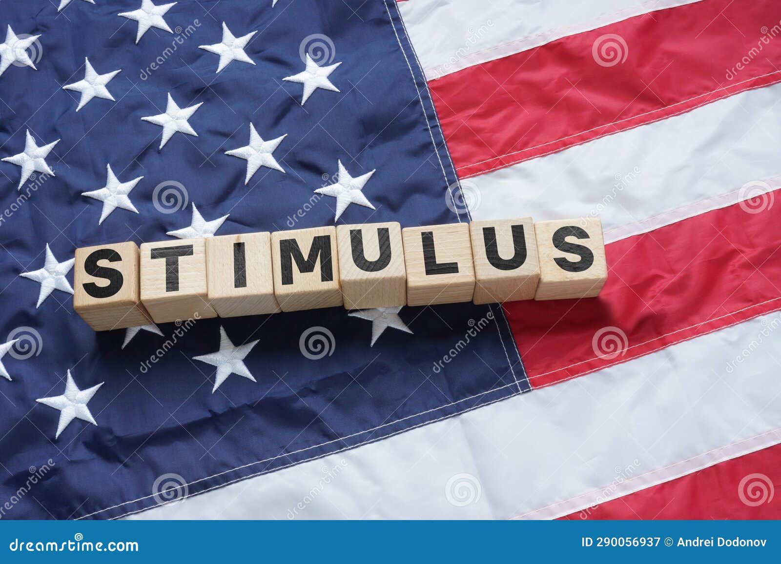 Stimulus Package is Shown Using the Text and Photo of the Flag of USA ...
