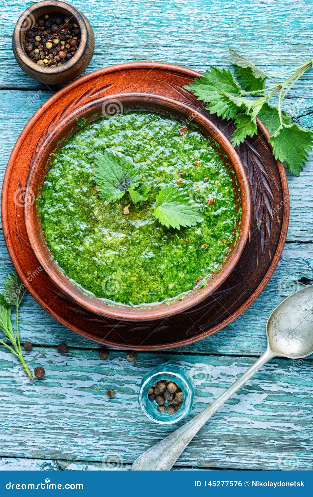 Green nettle soup stock photo. Image of prepared, natural - 145277576