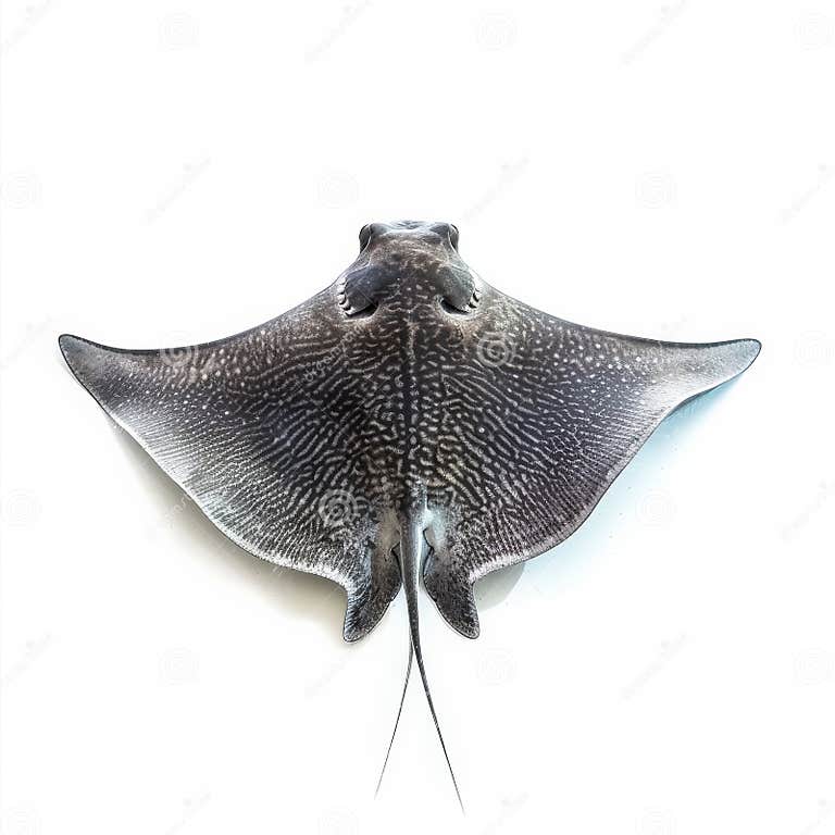 A Stingray Gliding Gracefully with Its Flat Body, Isolated on White ... A Stingray Gliding Gracefully with Its Flat Body, Isolated on White ...