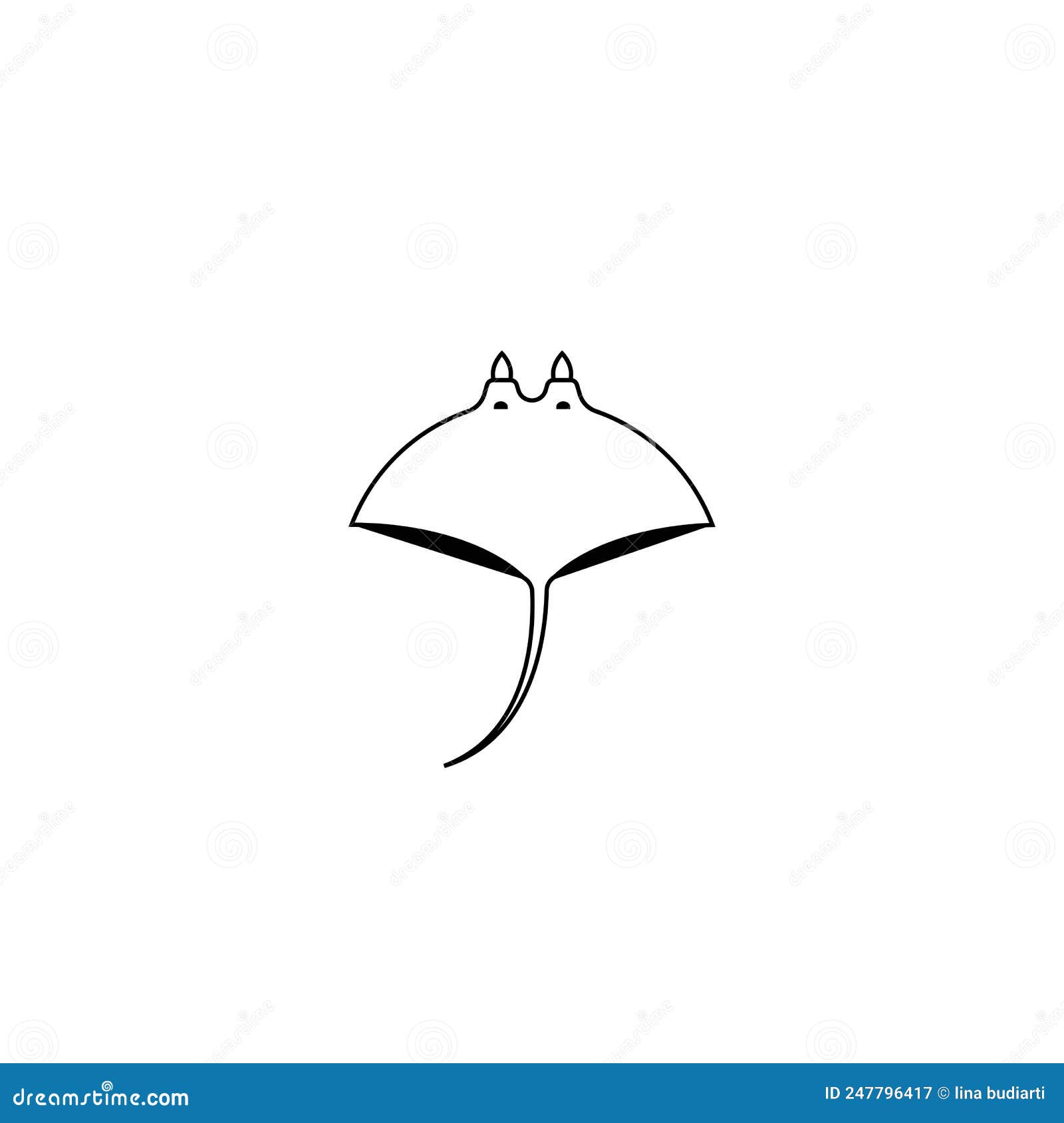 Stingray Line Art, Stingray Vector Illustration, Stingray Vector AI ...