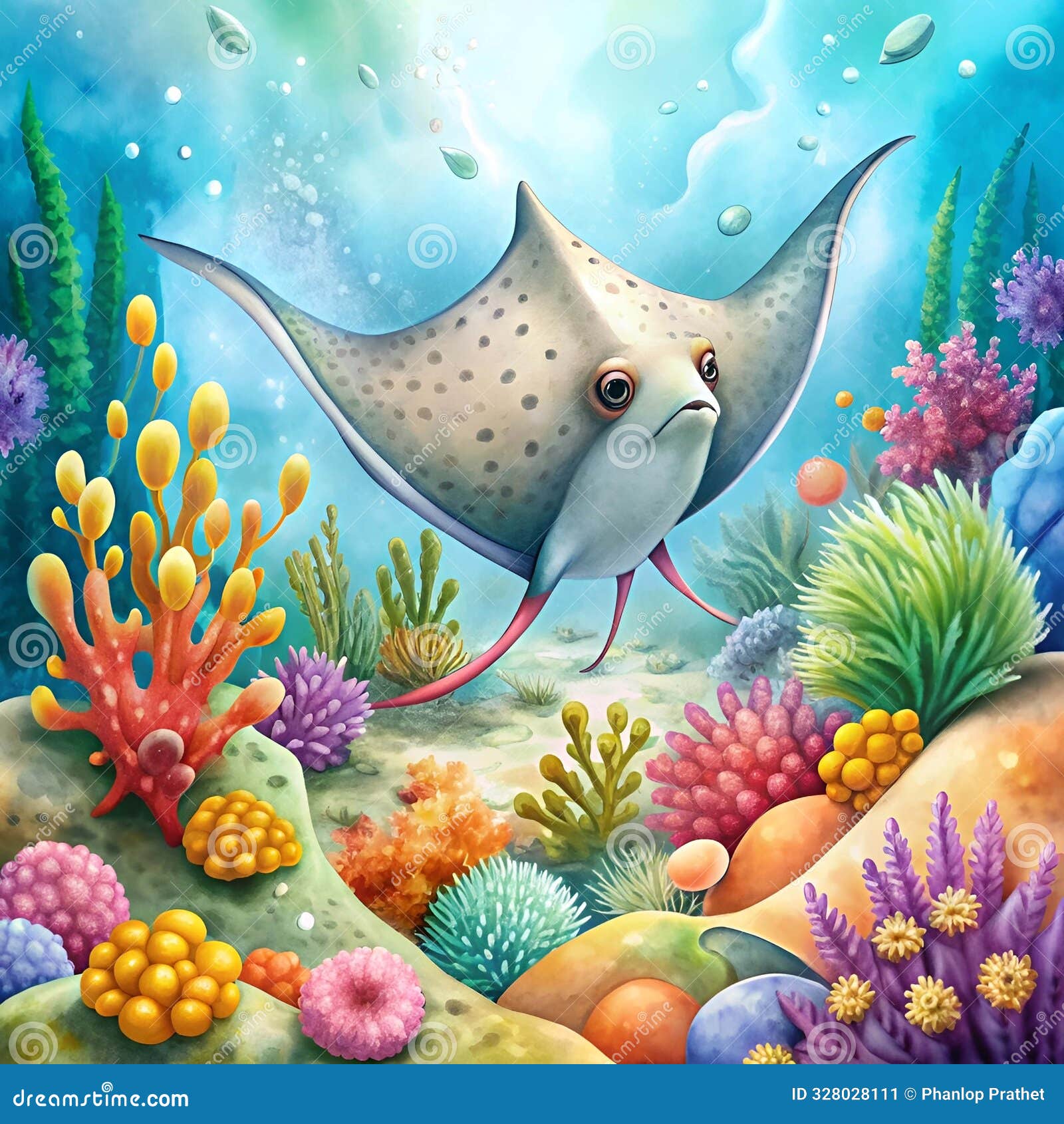 A Stingray Surrounded By A Box Cartoon Vector | CartoonDealer.com ...