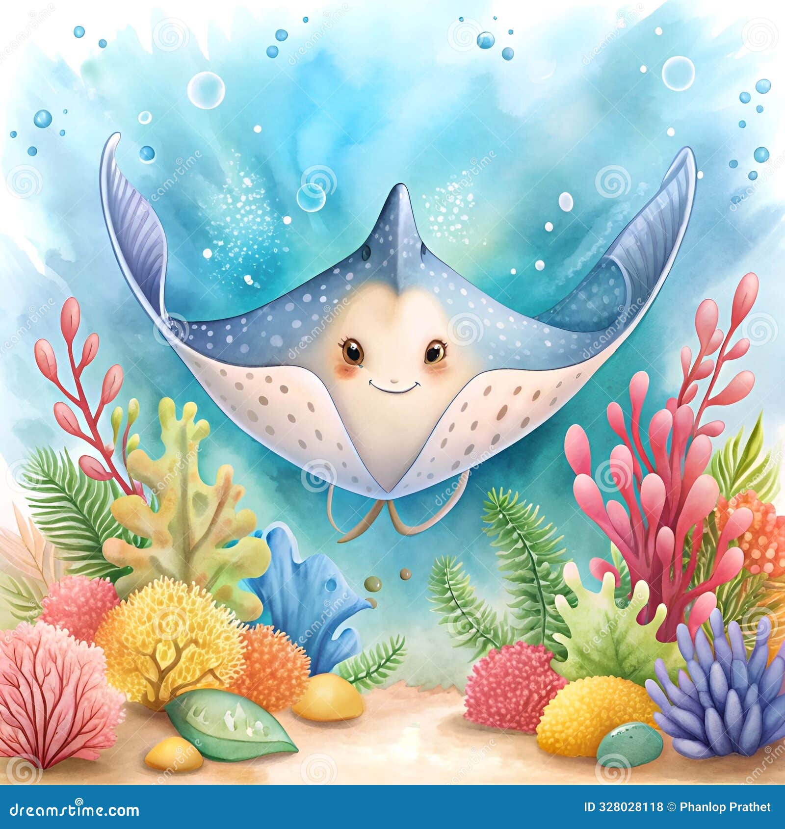 A Stingray Surrounded By A Box Cartoon Vector | CartoonDealer.com ...