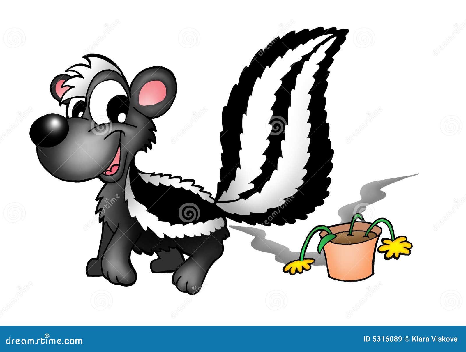 Stinkdier en bloem stock illustratie. Illustration of illustratie - 5316089