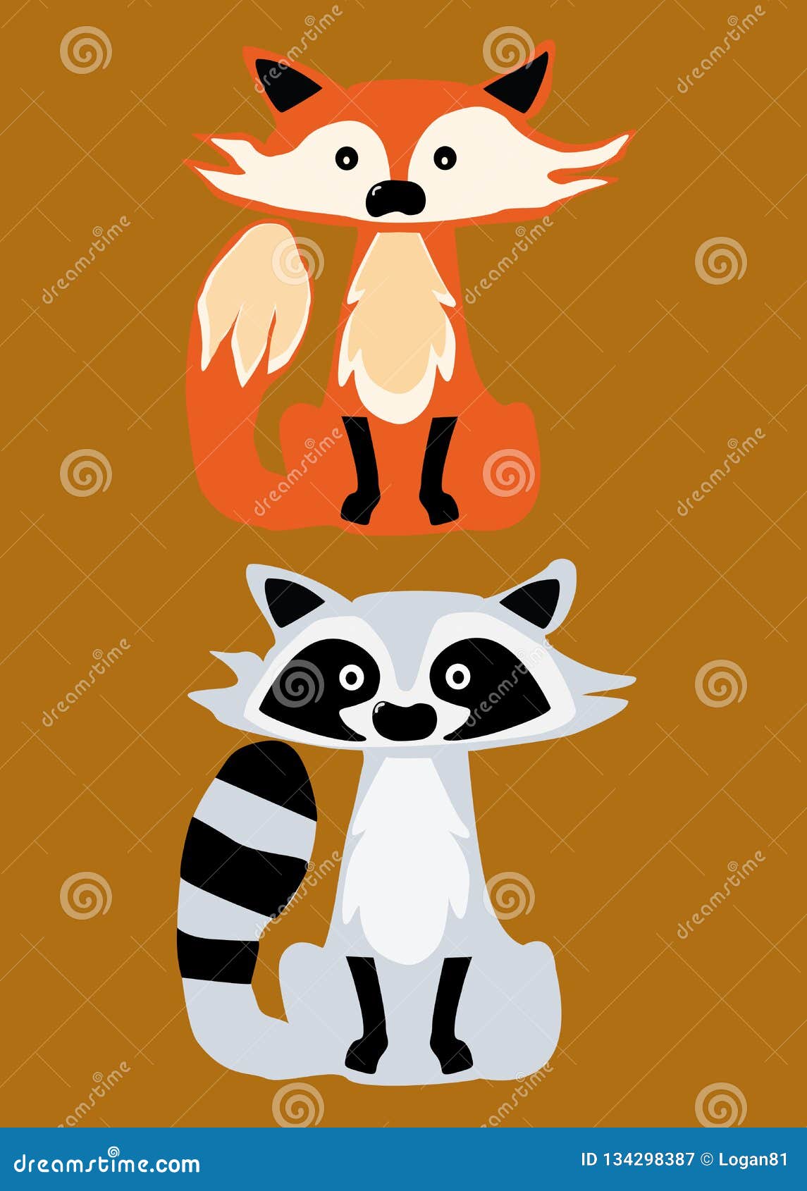 Stinkdier En Vos Vectorpictogrammen Vector Illustratie - Illustration ...