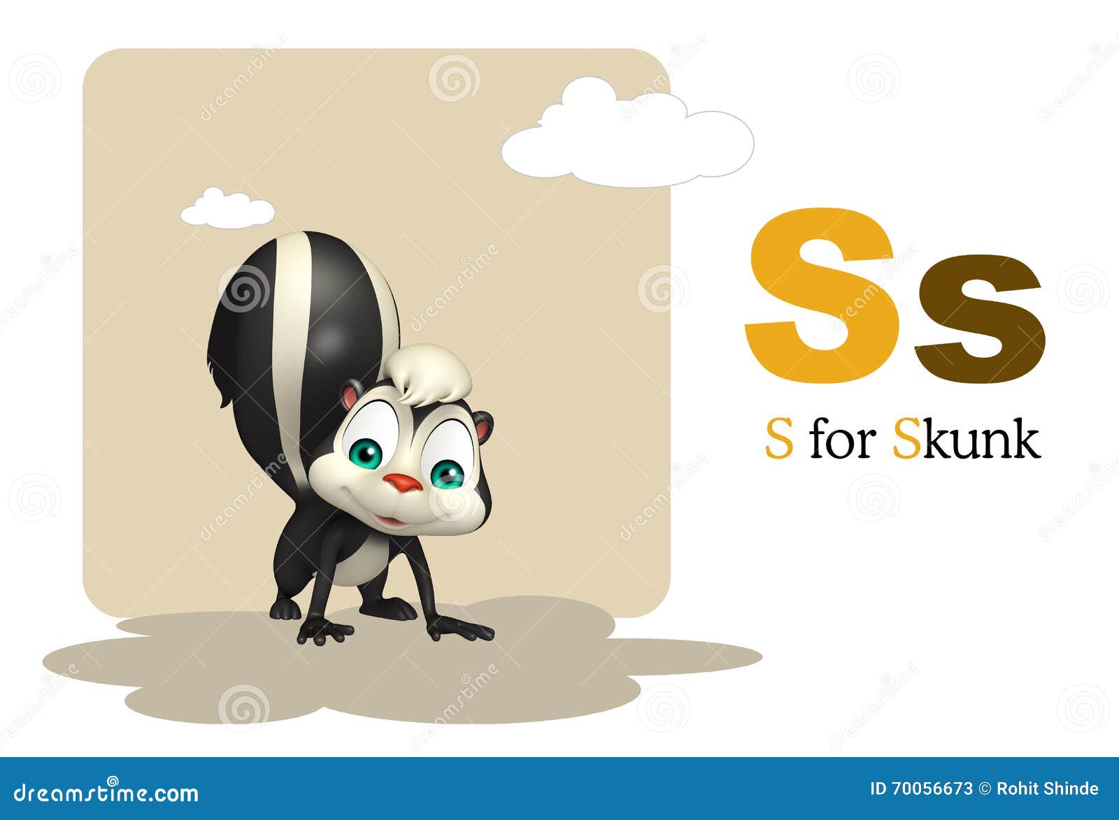 Stinkdier met alfabet stock illustratie. Illustration of inzameling ...