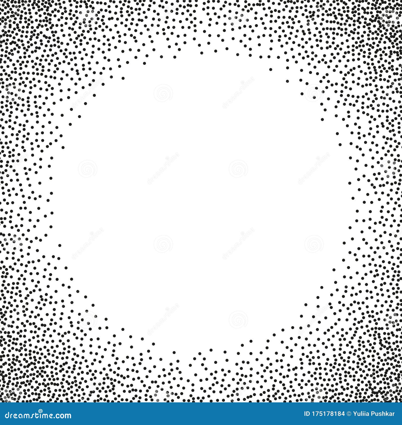 Stipple Circle Frame. Vector Dotted Halftone Background with Round ...