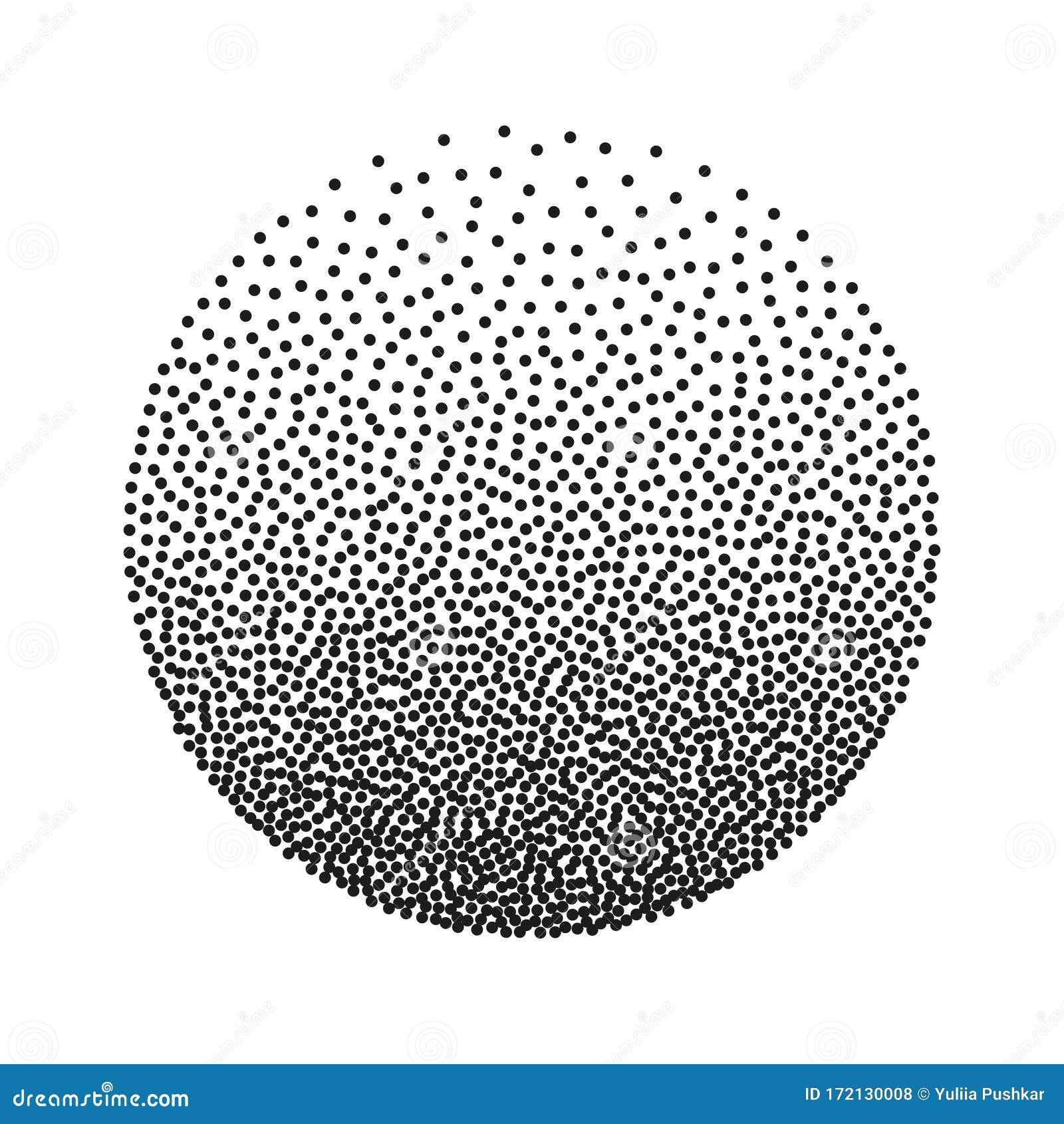 Stipple Halftone Gradient Circle. Vector Monochrome Texture. Hand Drawn ...