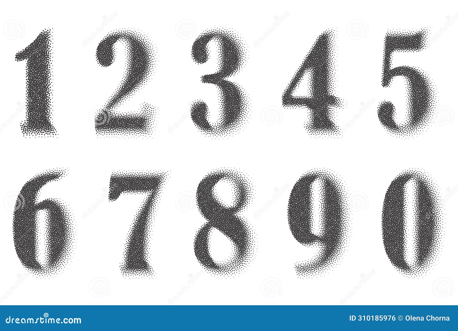 Stipple Numbers. Grunge Halftone Font with Pixel Pattern. Typography ...