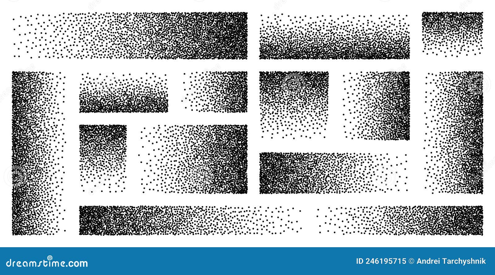 Stipple Pattern, Dotted Rectangular Design Elements. Stippling, Dotwork ...