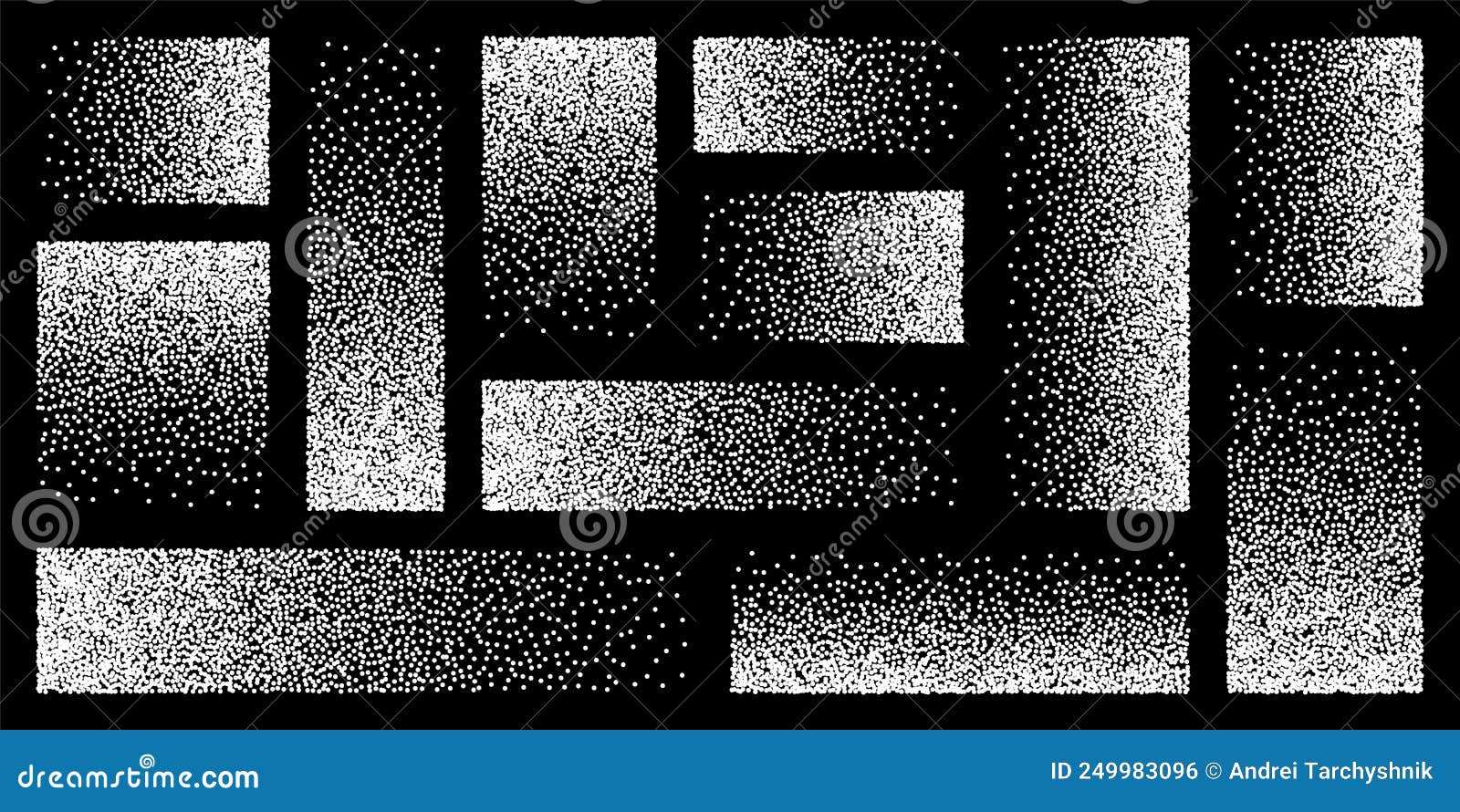 Stipple Pattern, Dotted Rectangular Design Elements. Stippling, Dotwork ...