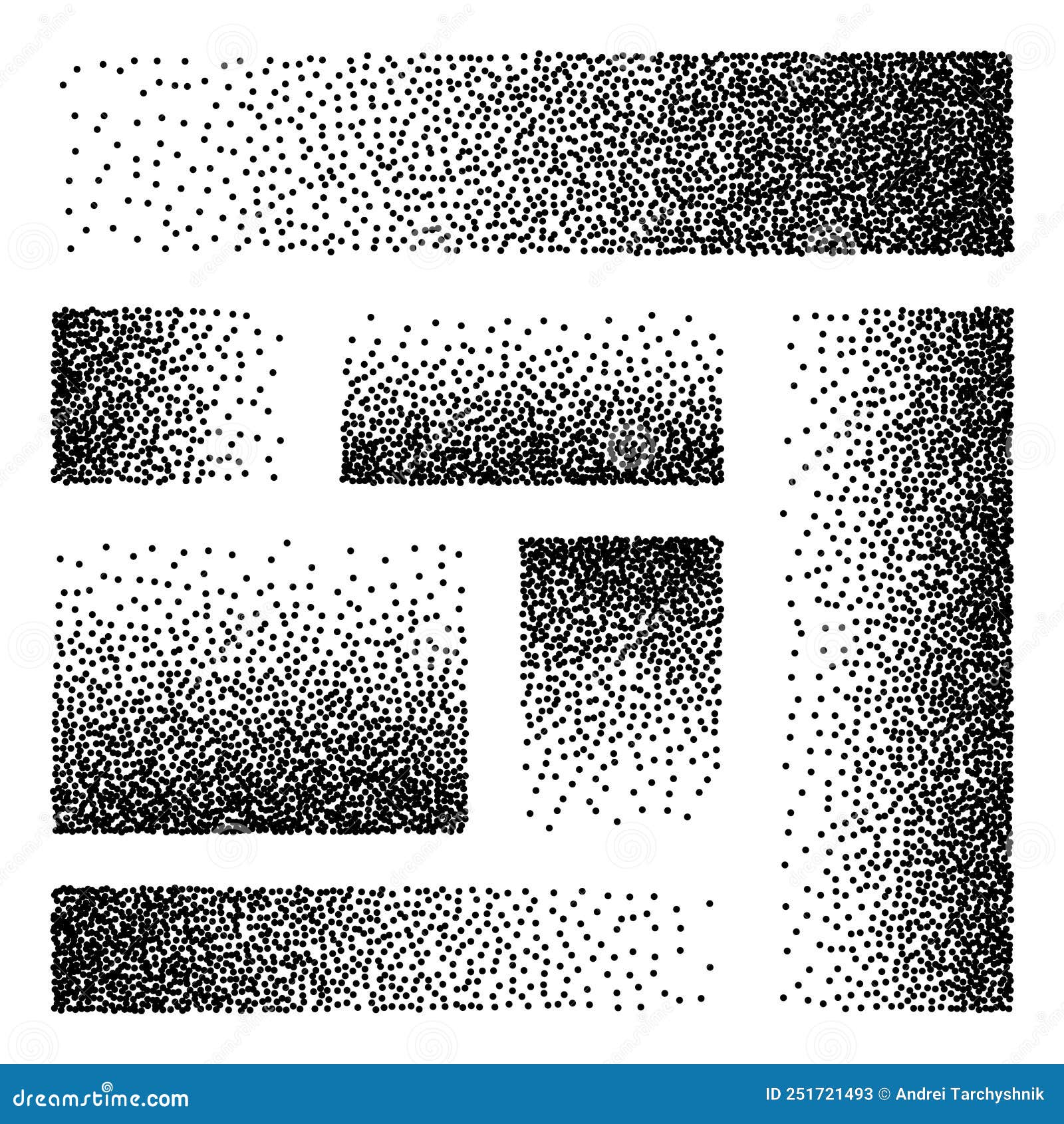 Stipple Pattern, Dotted Rectangular Design Elements. Stippling, Dotwork ...