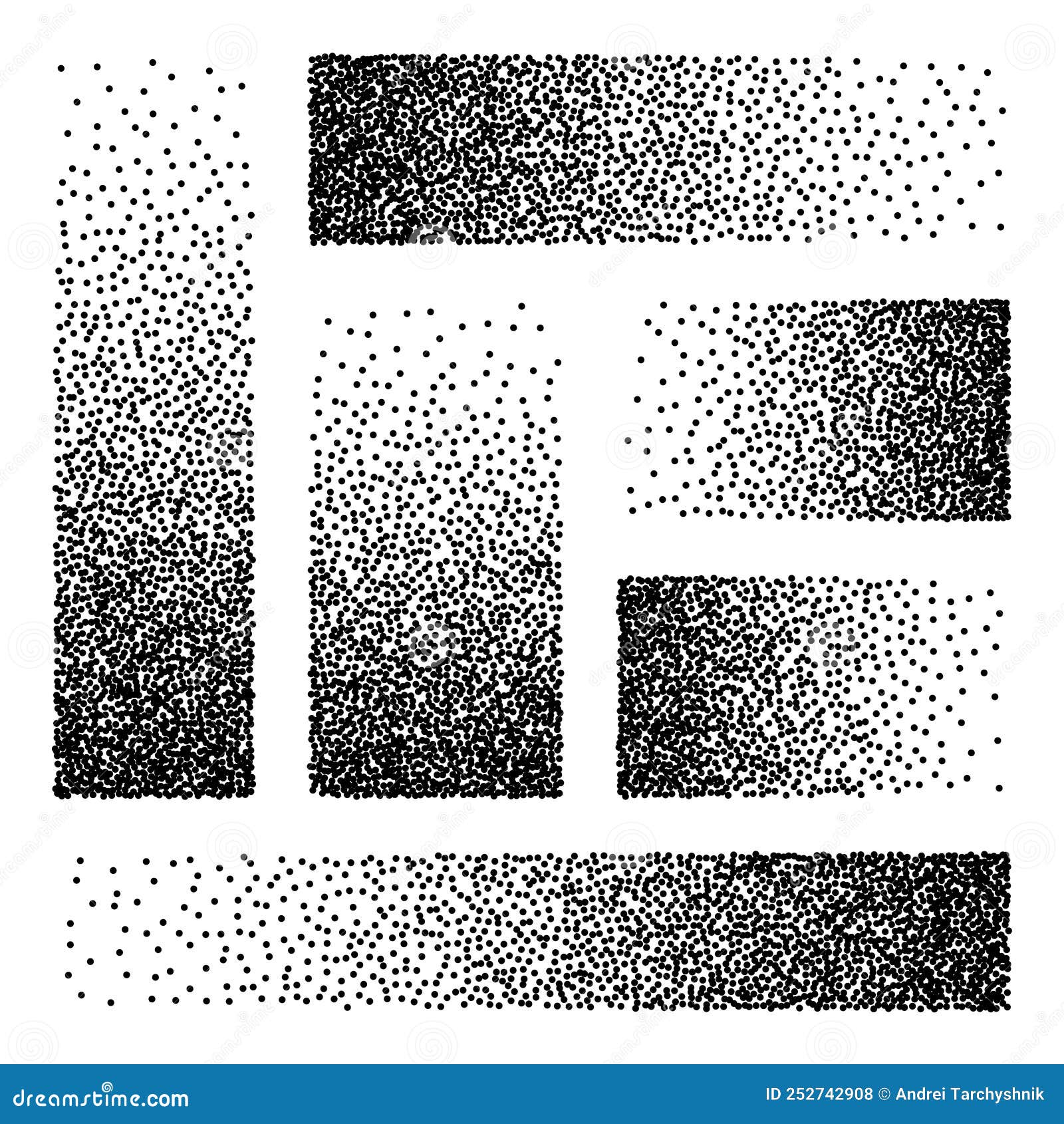 Stipple Pattern, Dotted Rectangular Design Elements. Stippling, Dotwork ...