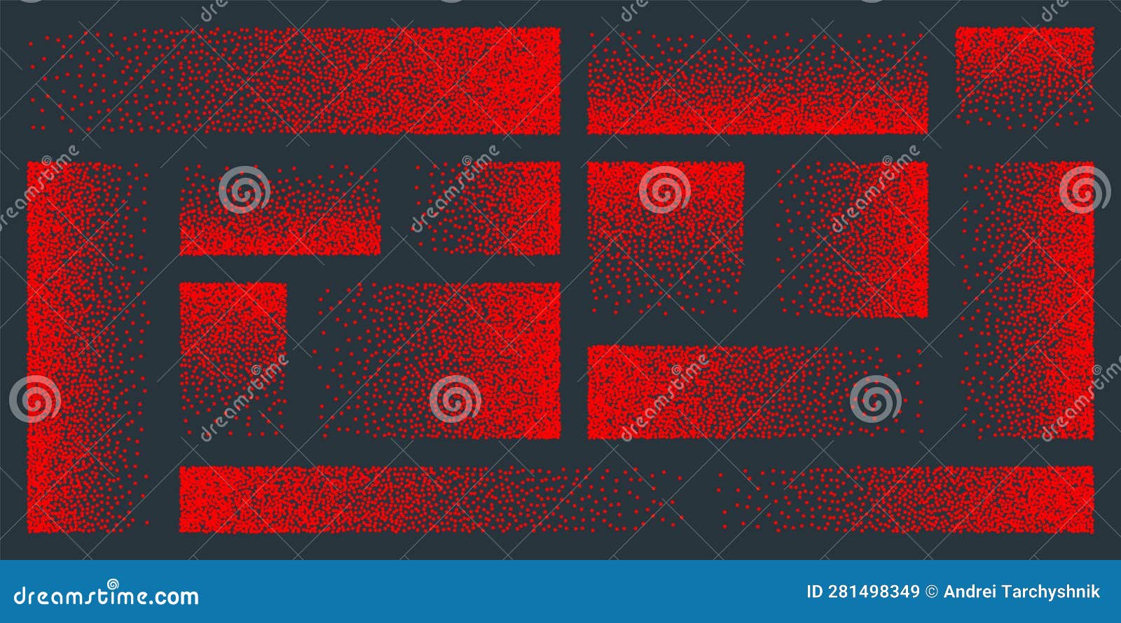 Stipple Pattern, Red Dotted Rectangular Design Elements. Stippling ...