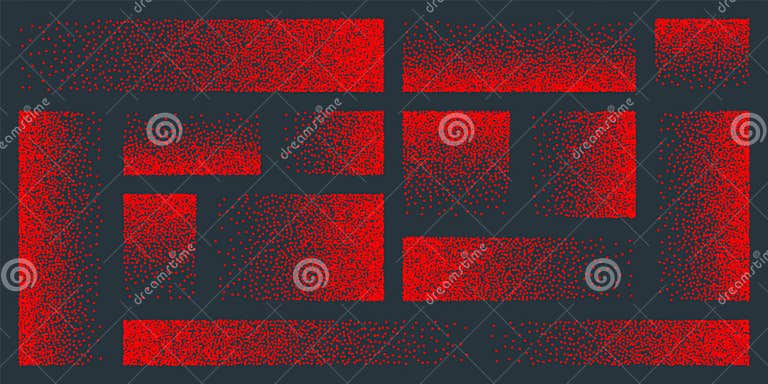 Stipple Pattern, Red Dotted Rectangular Design Elements. Stippling, Dotwork Drawing, Shading ...