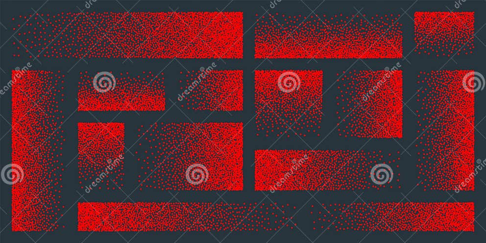 Stipple Pattern, Red Dotted Rectangular Design Elements. Stippling ...