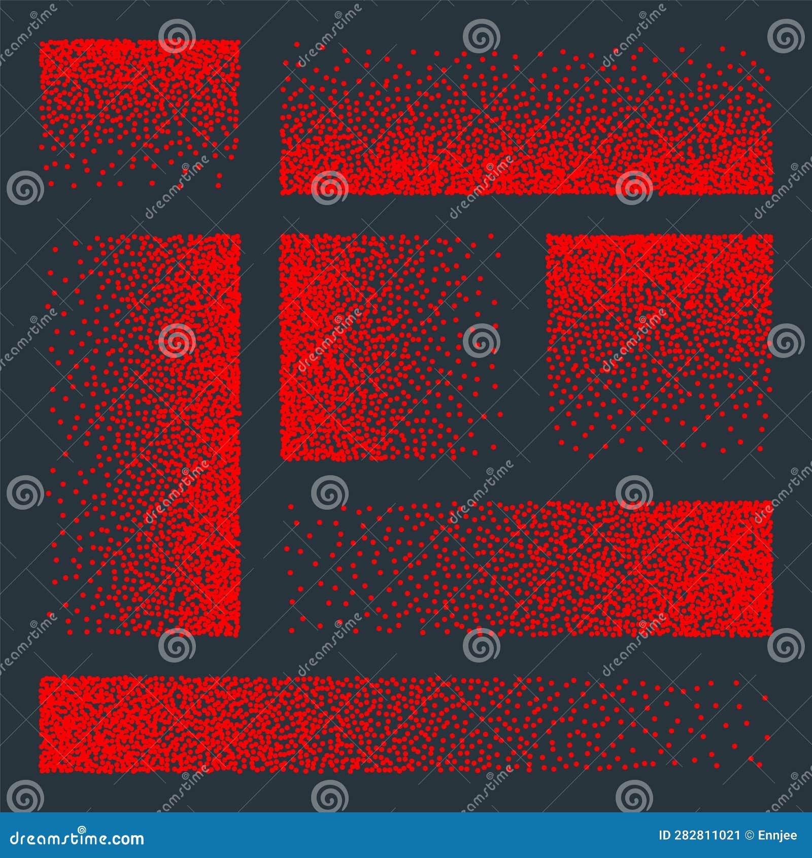 Stipple Pattern, Red Dotted Rectangular Design Elements. Stippling ...