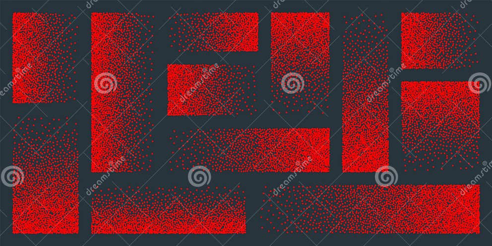 Stipple Pattern, Red Dotted Rectangular Design Elements. Stippling, Dotwork Drawing, Shading ...