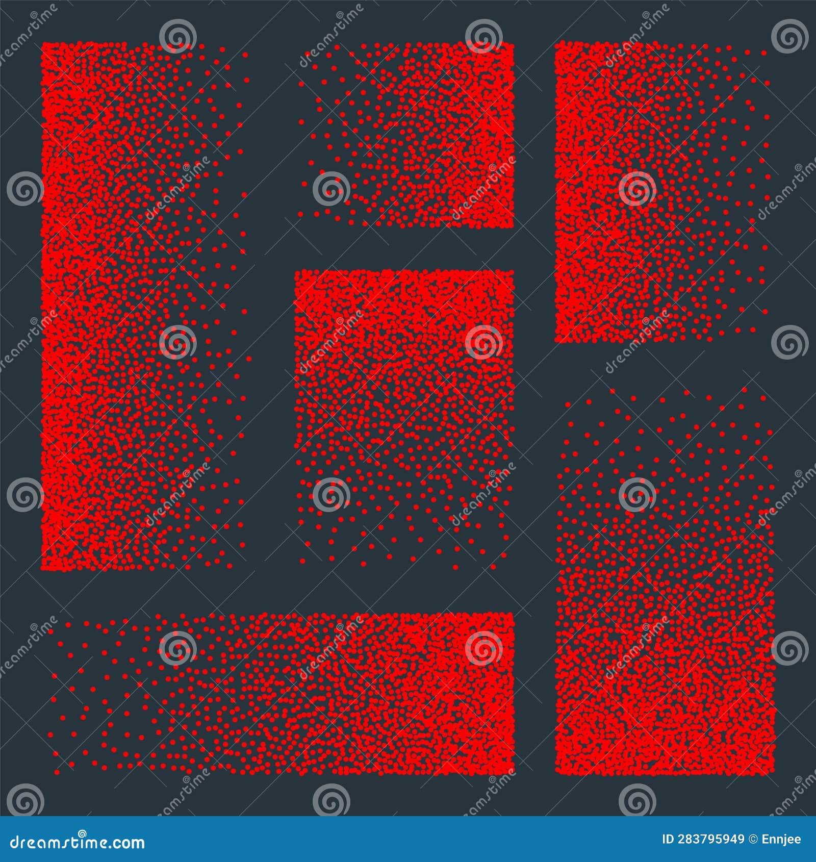 Stipple Pattern, Red Dotted Rectangular Design Elements. Stippling ...