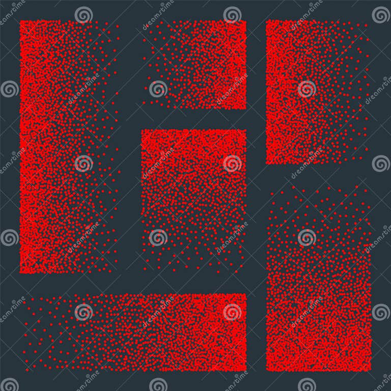 Stipple Pattern, Red Dotted Rectangular Design Elements. Stippling ...