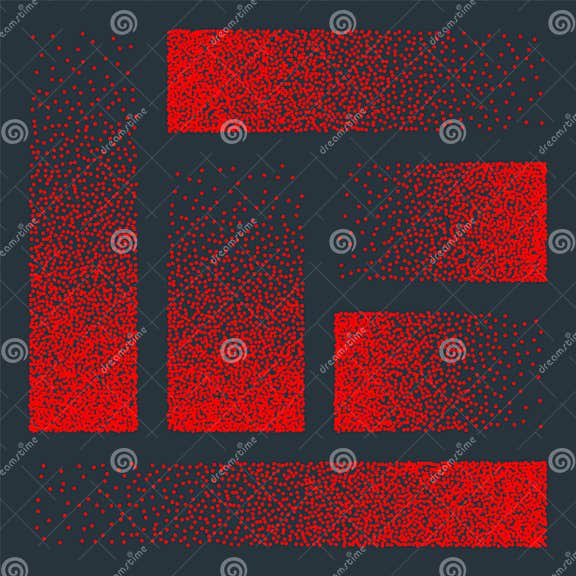 Stipple Pattern, Red Dotted Rectangular Design Elements. Stippling ...