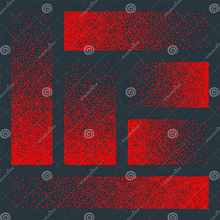 Stipple Pattern, Red Dotted Rectangular Design Elements. Stippling ...