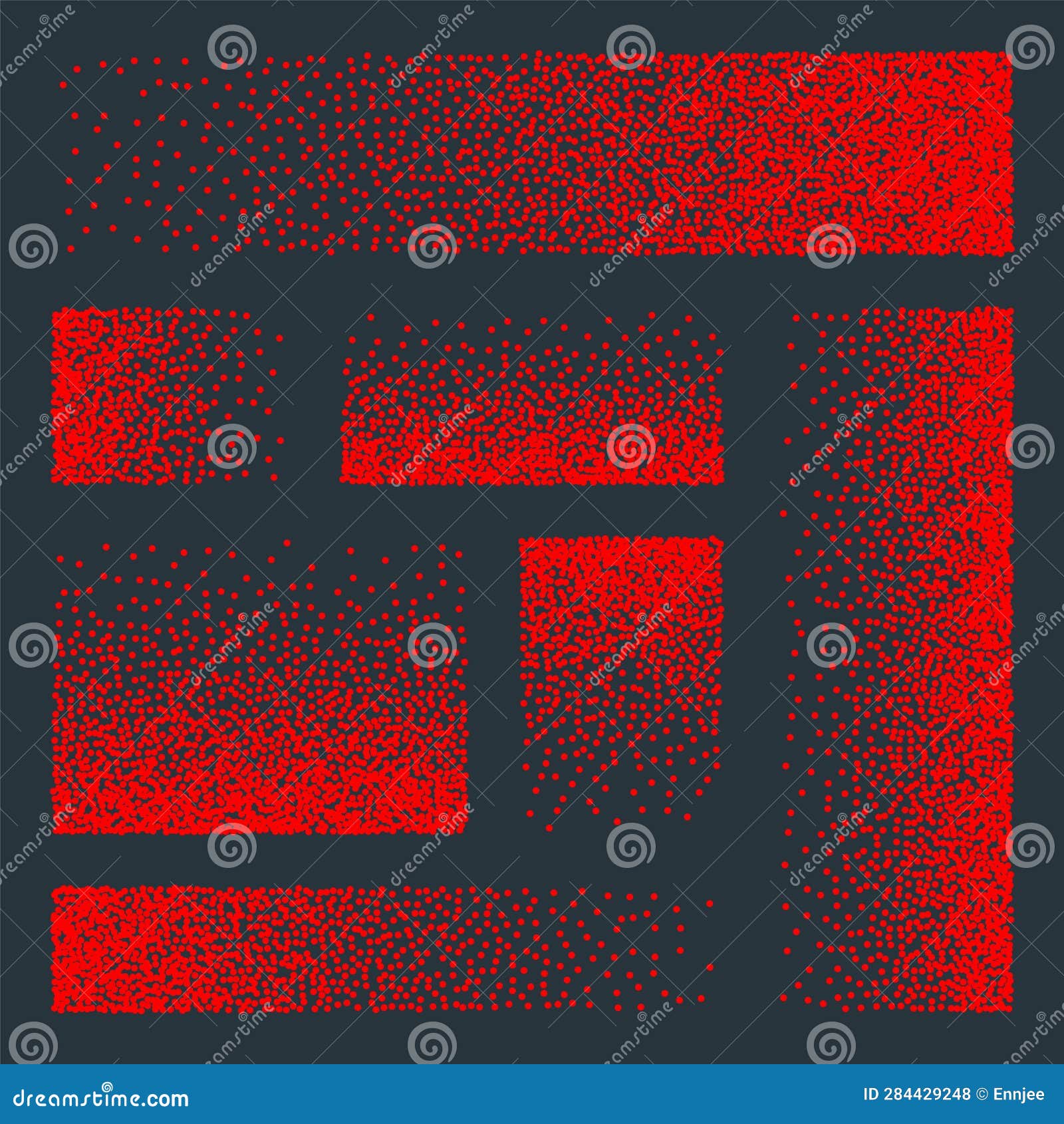 Stipple Pattern, Red Dotted Rectangular Design Elements. Stippling ...