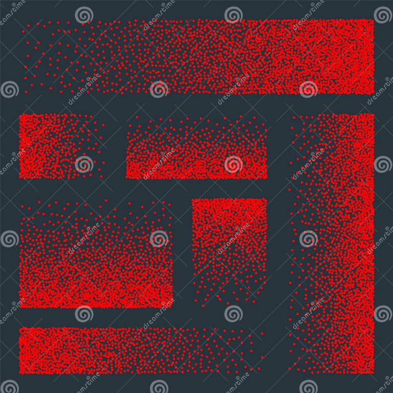 Stipple Pattern, Red Dotted Rectangular Design Elements. Stippling ...