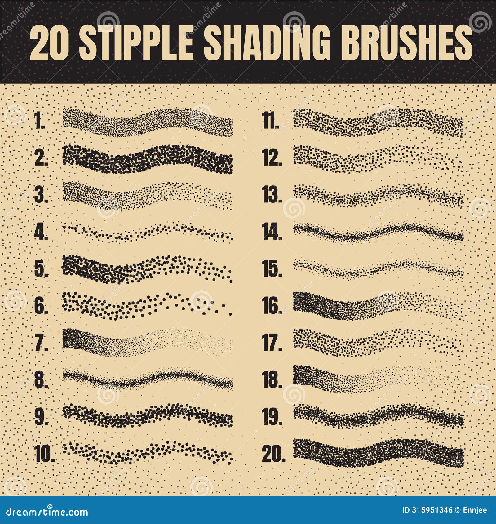 Stipple Scatter Brush, Ink Drawing and Texturing. Fading Gradient Stock ...