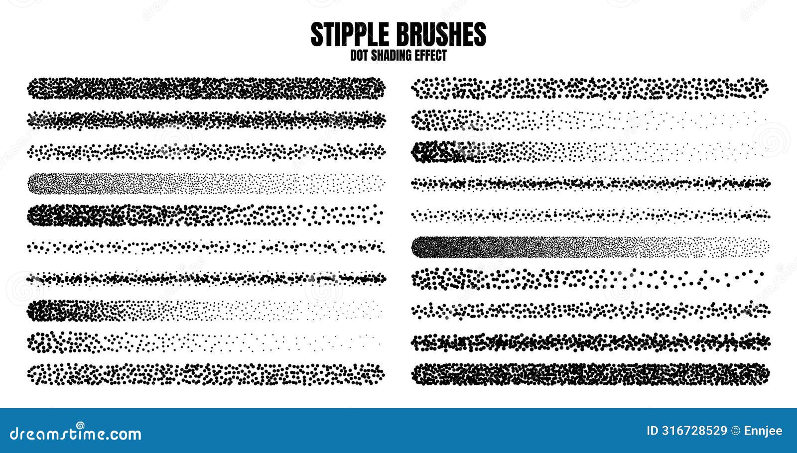 Stipple Scatter Brush, Ink Drawing and Texturing. Fading Gradient Stock ...