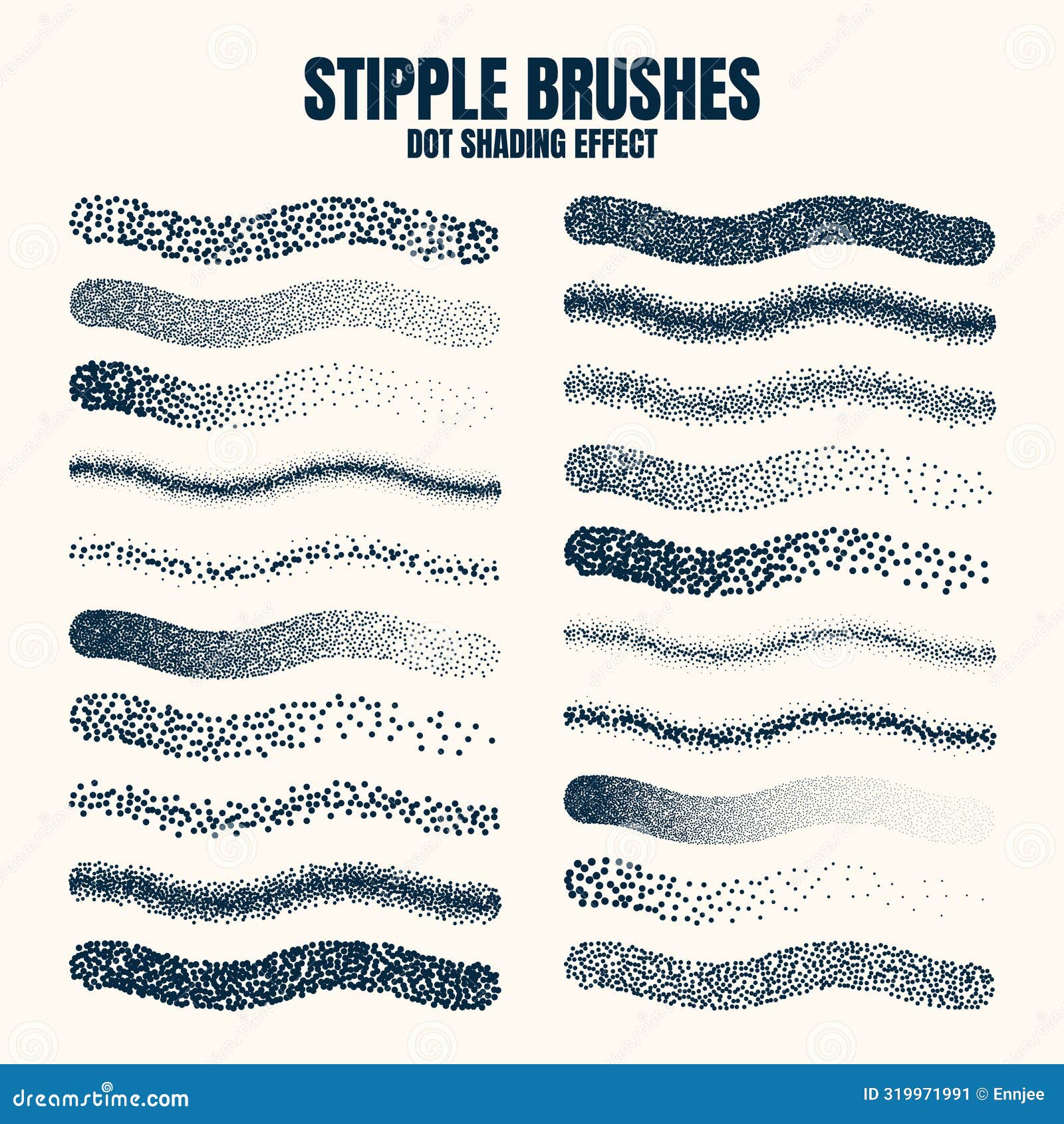 Stipple Scatter Brush, Ink Drawing and Texturing. Fading Gradient Stock ...