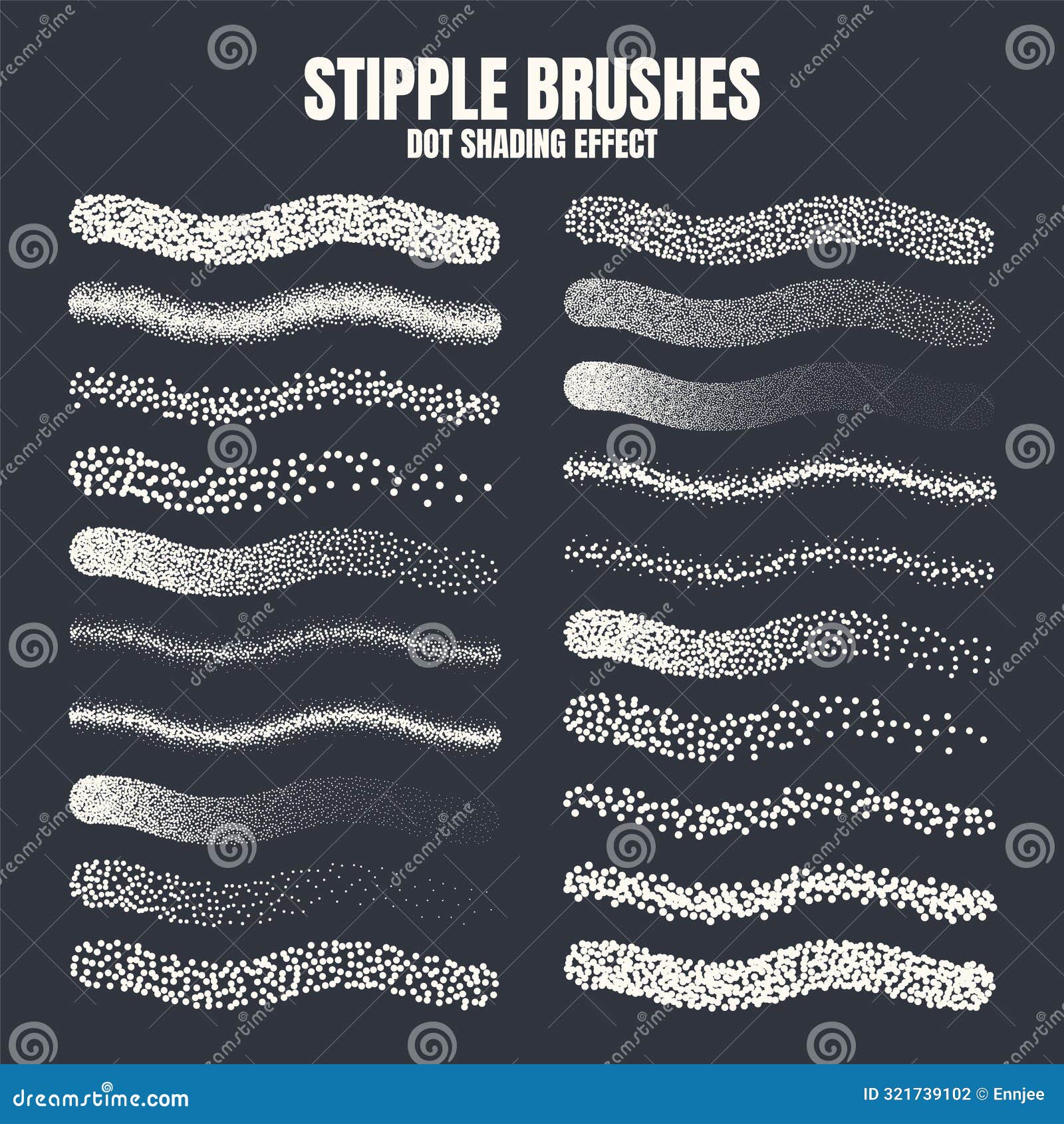 Stipple Scatter Brush, Ink Drawing and Texturing. Fading Gradient Stock ...