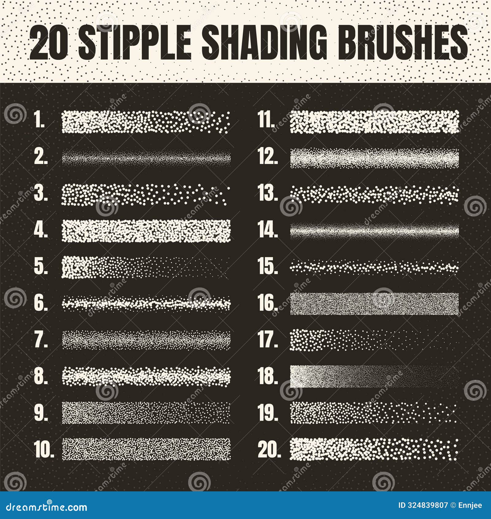 Stipple Scatter Brush, Ink Drawing and Texturing. Fading Gradient Stock ...