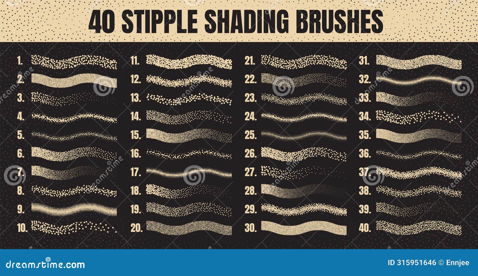 Stipple Scatter Brush, Ink Drawing And Texturing. Fading Gradient ...