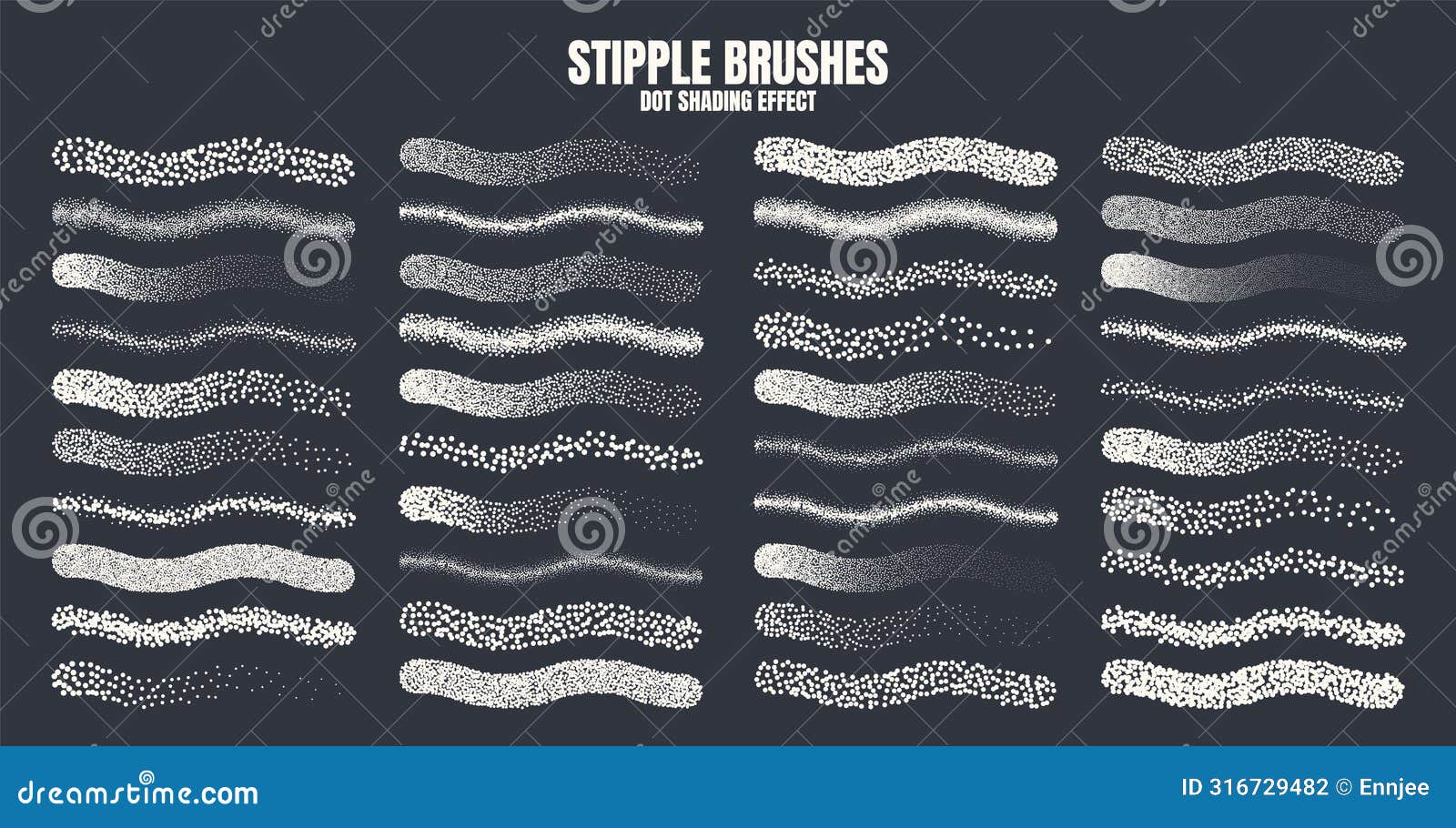 Stipple Scatter Brush, Ink Drawing And Texturing. Fading Gradient ...